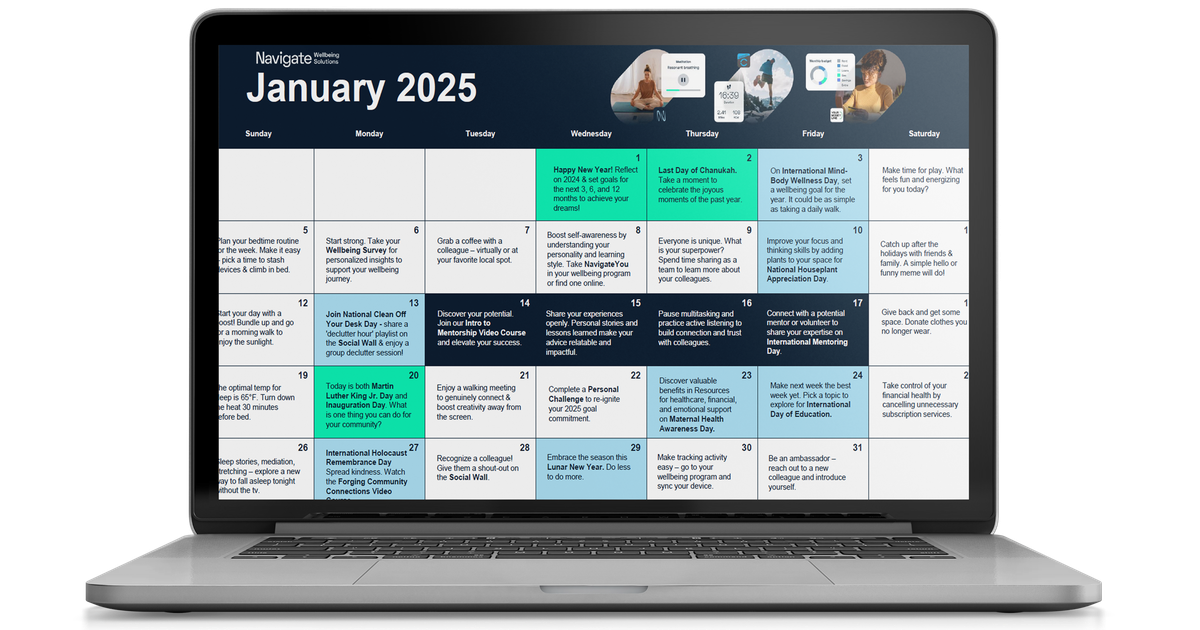 Navigate | 2025 Employee Wellbeing Calendar Navigate | 2025 Employee Wellbeing Calendar